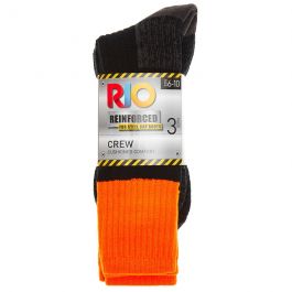 Rio No Hole Work Crew 3-Pack S7453S Fluro Orange Mens Socks